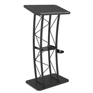 FixtureDisplays® Curved Podium, Truss Metal/Wood Pulpit Lectern with A Cup Holder 11568-H