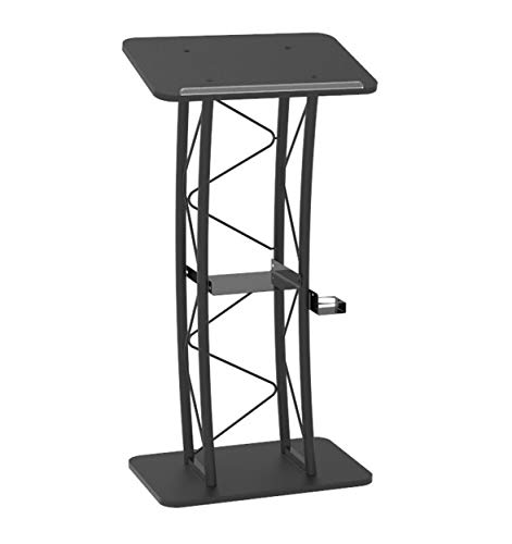 FixtureDisplays® Curved Podium, Truss Metal/Wood Pulpit Lectern with A Cup Holder 11568-H