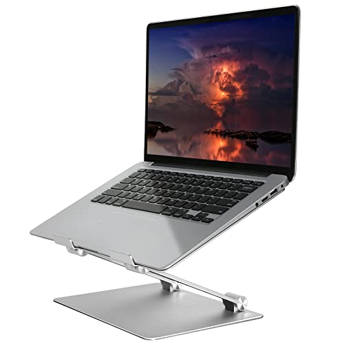 Adjustable Laptop Stand, Portable Laptop Riser, Aluminum Laptop Stand for Desk Foldable, Ergonomic Computer Notebook Stand with Heat-Vent, Rubber Protective for MacBook Pro/Air 10-17.3” Laptops-Silver