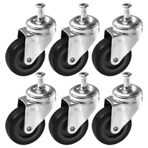 factorduty 6 pack heavy-duty 3″ swivel caster wheels for creeper service cart stool post mount