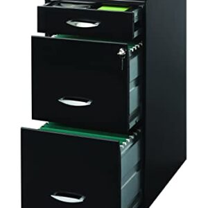 MIELEU 18" Deep 3 Drawer Metal Organizer File Cabinet with Oval Handles, Black