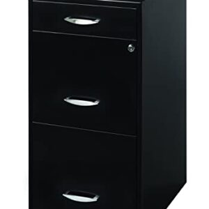 MIELEU 18" Deep 3 Drawer Metal Organizer File Cabinet with Oval Handles, Black