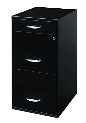 MIELEU 18" Deep 3 Drawer Metal Organizer File Cabinet with Oval Handles, Black