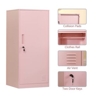 DAYTOYS 1 Door Metal Vertical Storage Locker for Kids Bedroom, Children Room, School, Office, Home,Stackable Steel Storage Cabinet for Toys, Clothes & Sports Equipment,Anti-Falling Device. (1D, Pink)