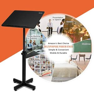 VINGLI Classic Lectern Podium Stand, Height Adjustable Church Classroom Lecture, Portable Presentation Concert Podium, Multi-Function Reading or Laptop Desk with Edge Stopper, Black