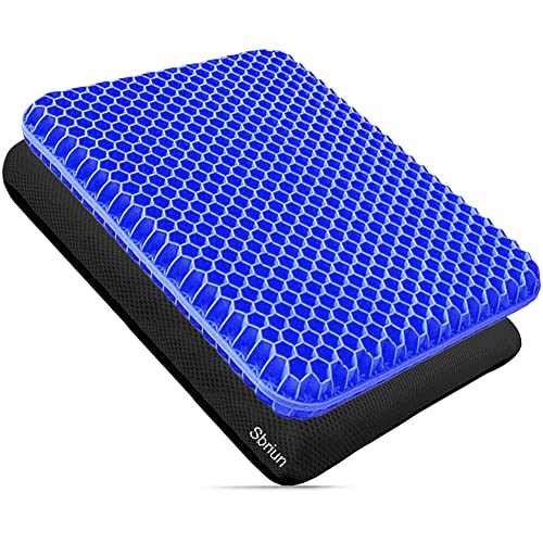 Gel Seat Cushion, Office Seat Cushion Breathable Chair Pad for Office Chair/Car/Wheelchair/Long Sitting, Thick Cooling Gel Cushions for Pressure Sores, Tailbone, Back, Sciatica Pain Relief