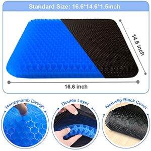 Gel Seat Cushion, Office Seat Cushion Breathable Chair Pad for Office Chair/Car/Wheelchair/Long Sitting, Thick Cooling Gel Cushions for Pressure Sores, Tailbone, Back, Sciatica Pain Relief