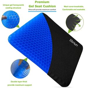 Gel Seat Cushion, Office Seat Cushion Breathable Chair Pad for Office Chair/Car/Wheelchair/Long Sitting, Thick Cooling Gel Cushions for Pressure Sores, Tailbone, Back, Sciatica Pain Relief