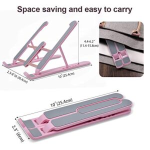 CYX Laptop Notebook Stand Holder Ventilated Adjustable Portable for Laptop Stand for Desk Compatible with MacBook Air Pro Dell Lenovo HP All Laptops 9"-15.6"(Pink)