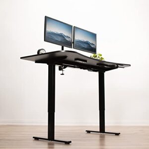 VIVO Electric Dual Motor Height Adjustable 63 x 32 inch Stand Up Desk, Complete Active Workstation, 3 Part Table Top, Black Frame, Memory Controller, DESK-KIT-E2B1B