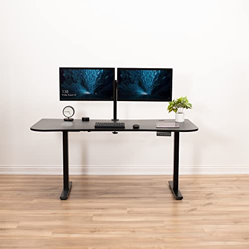 VIVO Electric Dual Motor Height Adjustable 63 x 32 inch Stand Up Desk, Complete Active Workstation, 3 Part Table Top, Black Frame, Memory Controller, DESK-KIT-E2B1B