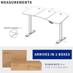 VIVO Electric Dual Motor Height Adjustable 63 x 32 inch Stand Up Desk, Complete Active Workstation, 3 Part Table Top, Black Frame, Memory Controller, DESK-KIT-E2B1B