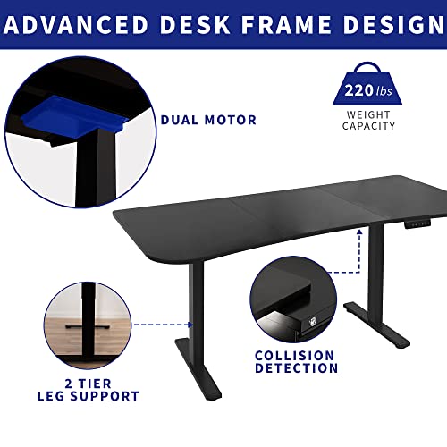 VIVO Electric Dual Motor Height Adjustable 63 x 32 inch Stand Up Desk, Complete Active Workstation, 3 Part Table Top, Black Frame, Memory Controller, DESK-KIT-E2B1B