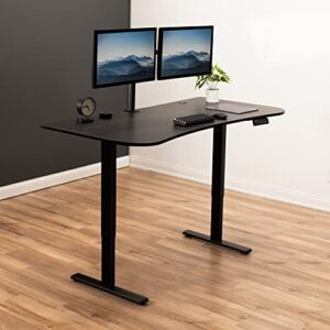 VIVO Electric Dual Motor Height Adjustable 63 x 32 inch Stand Up Desk, Complete Active Workstation, 3 Part Table Top, Black Frame, Memory Controller, DESK-KIT-E2B1B