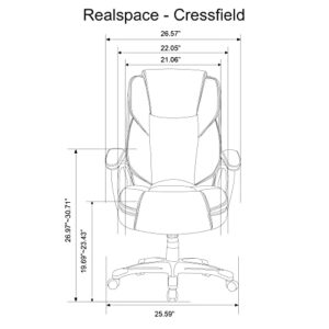 Realspace® Cressfield Bonded Leather High-Back Chair, Brown/Silver