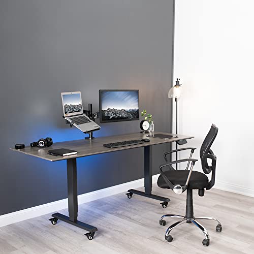 VIVO Dual Arm Monitor + Laptop Mount for 17 to 32 inch Screens and 10 to 15.6 inch Laptops/Pneumatic Height Adjustment, Full Articulating Tilt, Swivel/Heavy Duty VESA Stand, STAND-V102L