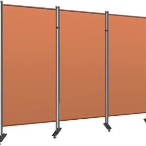 Office Partition,102 x 14 x 71 inch ,Room Divider – Folding Partition Privacy Screen，Black ,3-Panel Outdoor/Indoor Room Divider for School, Church, Classroom, Dorm Room, Kids Room, Studio (Orange)