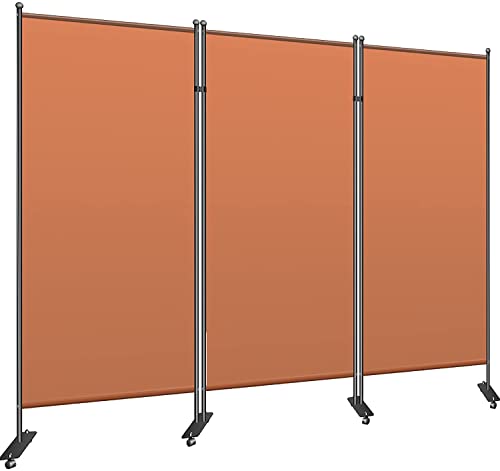 Office Partition,102 x 14 x 71 inch ,Room Divider – Folding Partition Privacy Screen，Black ,3-Panel Outdoor/Indoor Room Divider for School, Church, Classroom, Dorm Room, Kids Room, Studio (Orange)