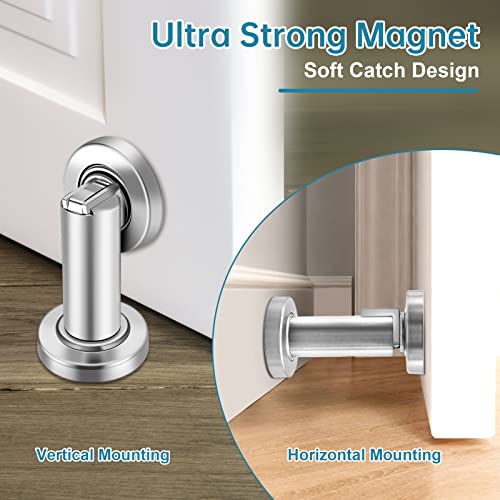 Door Stopper,2 Pack Magnetic Door Stop, Heavy Duty Stainless Steel Door Catch, Holder Your Door, Modern Wall/Ground Mount Door Stopper