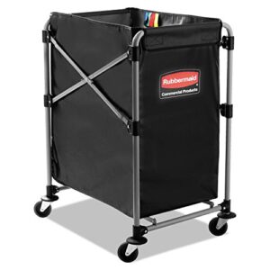 rubbermaid commercial 1881749 collapsible x-cart steel 4-bushel cart 20 1/3w x 24 1/10d black/silver