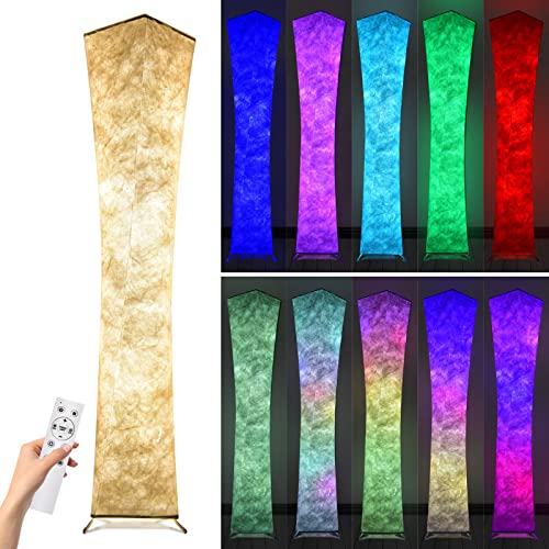 Adasea 61" RGB Floor Lamp, Soft Light Floor Lamp with Fabric Shade, Color Changing Lamp with Remote Control, Dimmable Standing Lamp for Livingroom Bedroom