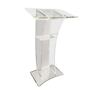 Conference Pulpit Acrylic Transparent Podium Clear Church Lectern Pulpit Office with Light and Remote Control 24x16x43 Inch (Without LED and Remote Control)