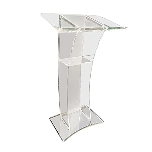 Conference Pulpit Acrylic Transparent Podium Clear Church Lectern Pulpit Office with Light and Remote Control 24x16x43 Inch (Without LED and Remote Control)