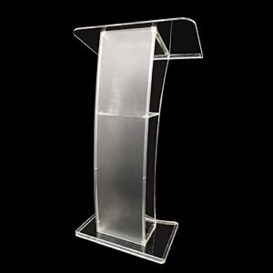 Conference Pulpit Acrylic Transparent Podium Clear Church Lectern Pulpit Office with Light and Remote Control 24x16x43 Inch (Without LED and Remote Control)