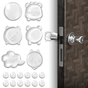 door stoppers wall protectors, 6pcs 1.57″ + 12pcs 1/2″ leoade door knob stops cabinet handle rubber bumpers with self adhesive quick shock absorbent, refrigerator furniture silicone silencer -clear