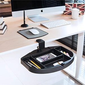 EHO Clamp-On Swivel Mouse Tray 360 Degrees Pencil Drawer Desk Organizer with Storage Space, Under Desk Storage for Pens, Paper Clips and More