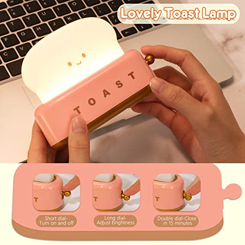 3 Pieces Toast Lamp Cute Night Light USB Cute Desk Small Toast Light LED Dimmable Warm Lamp Toast Night Lamp Bedside Sleep Lamps for Bedroom, Living Room, Desk Decorations