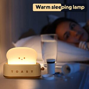 3 Pieces Toast Lamp Cute Night Light USB Cute Desk Small Toast Light LED Dimmable Warm Lamp Toast Night Lamp Bedside Sleep Lamps for Bedroom, Living Room, Desk Decorations