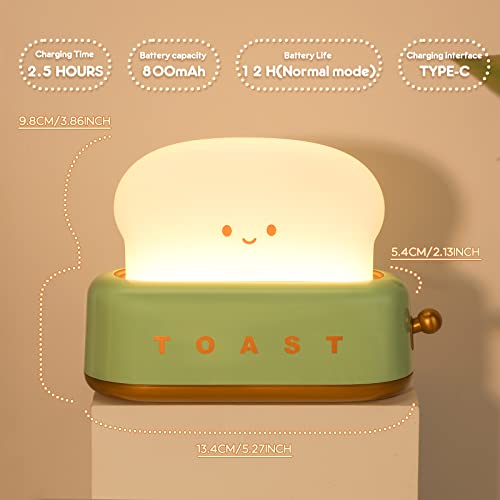 3 Pieces Toast Lamp Cute Night Light USB Cute Desk Small Toast Light LED Dimmable Warm Lamp Toast Night Lamp Bedside Sleep Lamps for Bedroom, Living Room, Desk Decorations