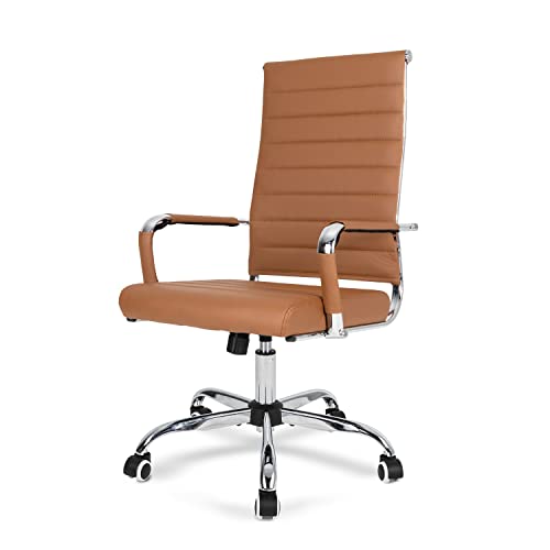 Okeysen Ergonomic Office Desk Chair, Modern Leather Conference Room Chairs Ribbed, High Back Executive Swivel Rolling Chair for Home, Office.