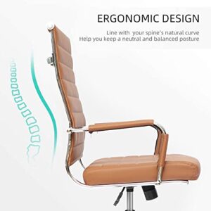 Okeysen Ergonomic Office Desk Chair, Modern Leather Conference Room Chairs Ribbed, High Back Executive Swivel Rolling Chair for Home, Office.