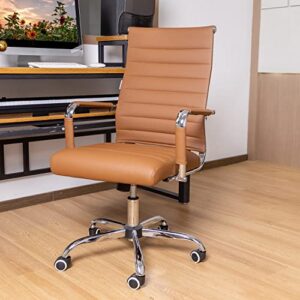 Okeysen Ergonomic Office Desk Chair, Modern Leather Conference Room Chairs Ribbed, High Back Executive Swivel Rolling Chair for Home, Office.