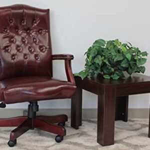 Boss Office Products Classic Executive Caressoft Chair with Mahogany Finish in Burgundy