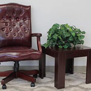 Boss Office Products Classic Executive Caressoft Chair with Mahogany Finish in Burgundy