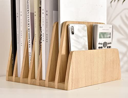 KIRIGEN Desktop File Document Holder Stand 7 Slots Mail Paper Organizer Desk Sorter Holder for File Document Organizer Stand for Home Office Natural (7KWJJ-NA)