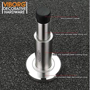 VIBORG Deluxe Adjustable Extra-Long Solid 304 Stainless Steel Extra-Thick Casting + Rubber Heavy Duty Door Stopper Wall Mount Mounted Built in Door Doorstop Bumper Door Stop, RS-38 (1)