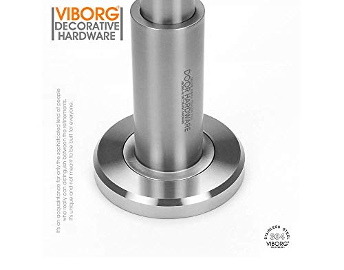 VIBORG Deluxe Adjustable Extra-Long Solid 304 Stainless Steel Extra-Thick Casting + Rubber Heavy Duty Door Stopper Wall Mount Mounted Built in Door Doorstop Bumper Door Stop, RS-38 (1)