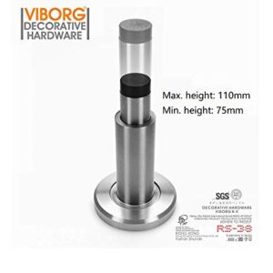 VIBORG Deluxe Adjustable Extra-Long Solid 304 Stainless Steel Extra-Thick Casting + Rubber Heavy Duty Door Stopper Wall Mount Mounted Built in Door Doorstop Bumper Door Stop, RS-38 (1)