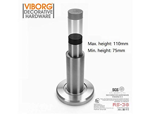 VIBORG Deluxe Adjustable Extra-Long Solid 304 Stainless Steel Extra-Thick Casting + Rubber Heavy Duty Door Stopper Wall Mount Mounted Built in Door Doorstop Bumper Door Stop, RS-38 (1)