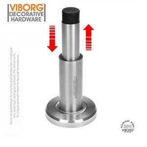 VIBORG Deluxe Adjustable Extra-Long Solid 304 Stainless Steel Extra-Thick Casting + Rubber Heavy Duty Door Stopper Wall Mount Mounted Built in Door Doorstop Bumper Door Stop, RS-38 (1)