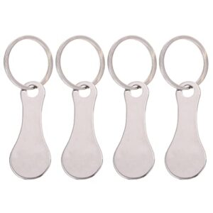 kisangel 4pcs metal shopping trolley tokens shopping cart coin quarter portable key rings for convenient shopping cart, silver