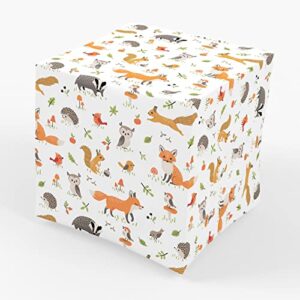 stesha party forest woodland animal wrapping paper – folded flat 30 x 20 inch (3 sheets)