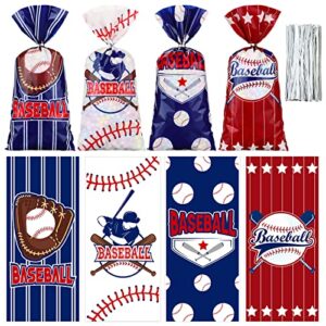 hotop 100 pcs baseball cellophane bags baseball party favors baseball gift treat bags baseball goodie candy snack bags with ties baseball birthday party decorations supplies baby shower party serves