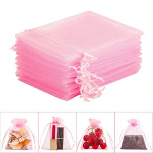 WenTao 100PCS Organza Gift Bags, 4x4.72 Pink Wedding Party Favor Bags with Drawstring, Premium Candy Jewelry Pouch Wrap Sachet Bags…