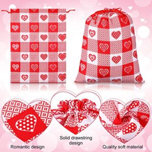 36 Pieces Large Wedding Drawstring Bags Heart Gift Wrapping Bags Candy Wedding Cookie Bags for Wedding Party Favors Bridal Shower, Assorted Sizes and Designs