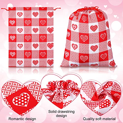 36 Pieces Large Wedding Drawstring Bags Heart Gift Wrapping Bags Candy Wedding Cookie Bags for Wedding Party Favors Bridal Shower, Assorted Sizes and Designs